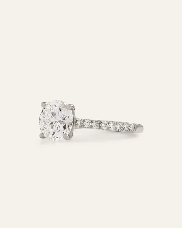 Quince Lab Grown Diamond Round Pave Trellis Cathedral Engagement Ring 2.5ct - Platinum