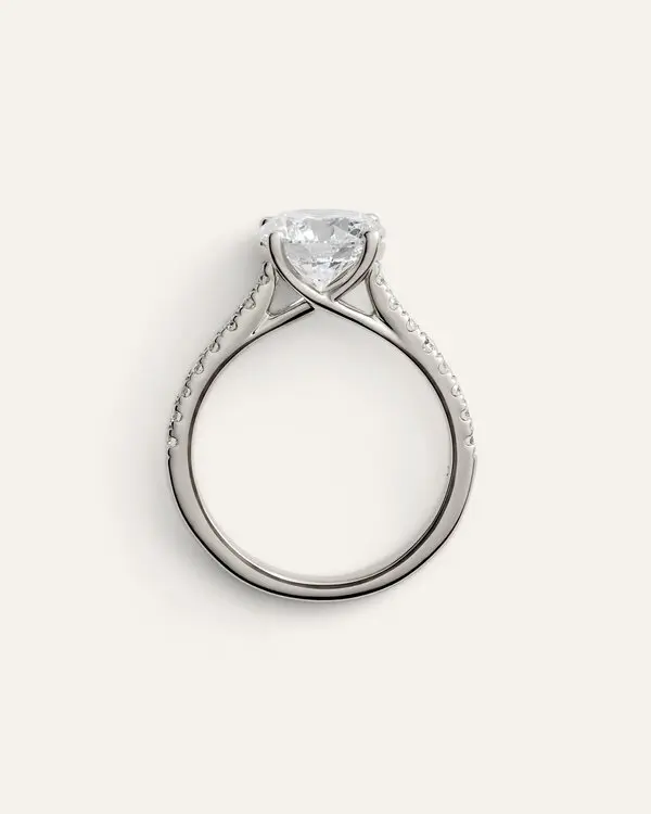 Quince Lab Grown Diamond Round Pave Trellis Cathedral Engagement Ring 2.5ct - Platinum