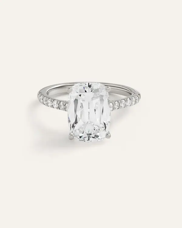 Quince Lab Grown Diamond Antique Cushion Pave Trellis Cathedral Engagement Ring 5ct - Platinum