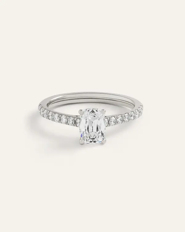 Quince Lab Grown Diamond Antique Cushion Pave Trellis Cathedral Engagement Ring 1ct - Platinum
