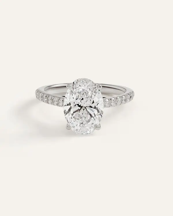 Quince Lab Grown Diamond Oval Pave Trellis Cathedral Engagement Ring 3ct - Platinum