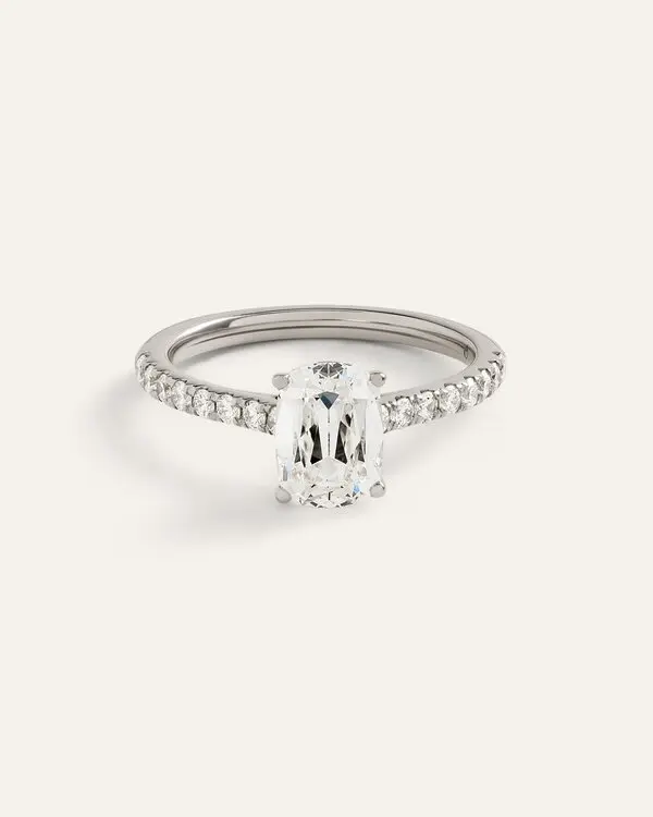 Quince Lab Grown Diamond Antique Cushion Pave Trellis Cathedral Engagement Ring 1.5ct - Platinum