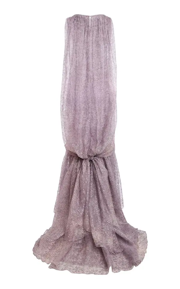 Prabal Gurung Open-weave Floral Silk Gazaar Cocoon Tie Gown