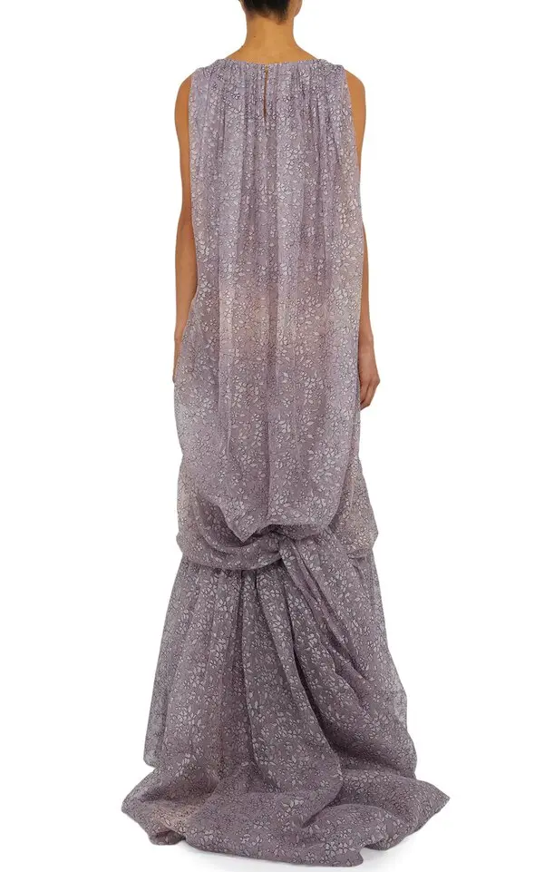 Prabal Gurung Open-weave Floral Silk Gazaar Cocoon Tie Gown