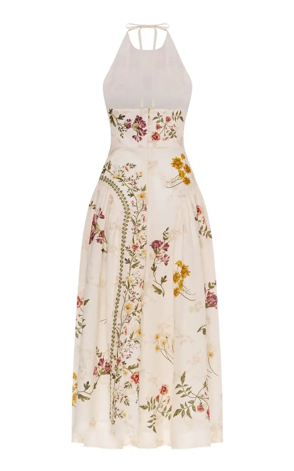 Agua Bendita Balsa Drop Waist Linen Midi Dress