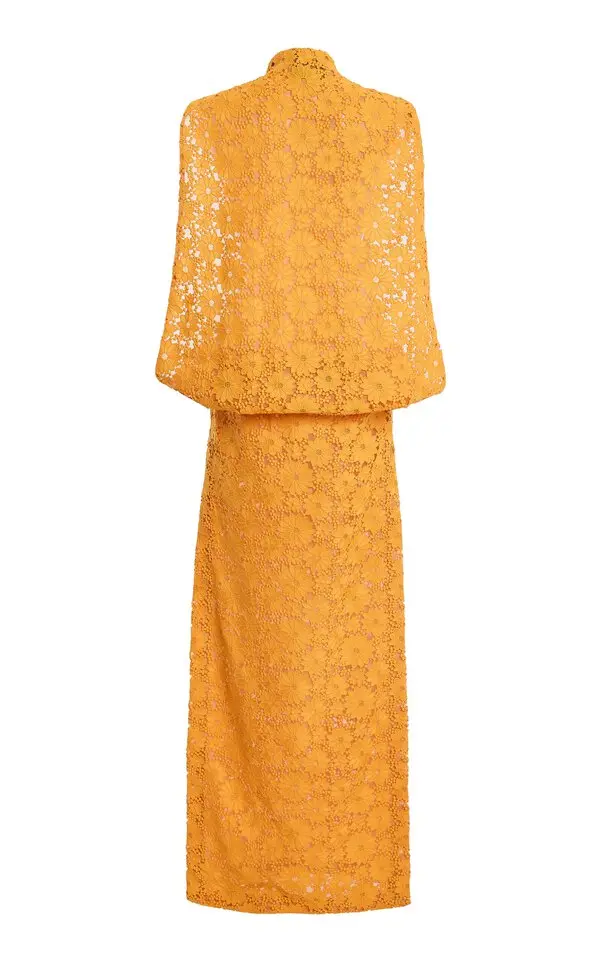 Prabal Gurung Guipure Lace Mock-neck Open Cocoon Column Dress
