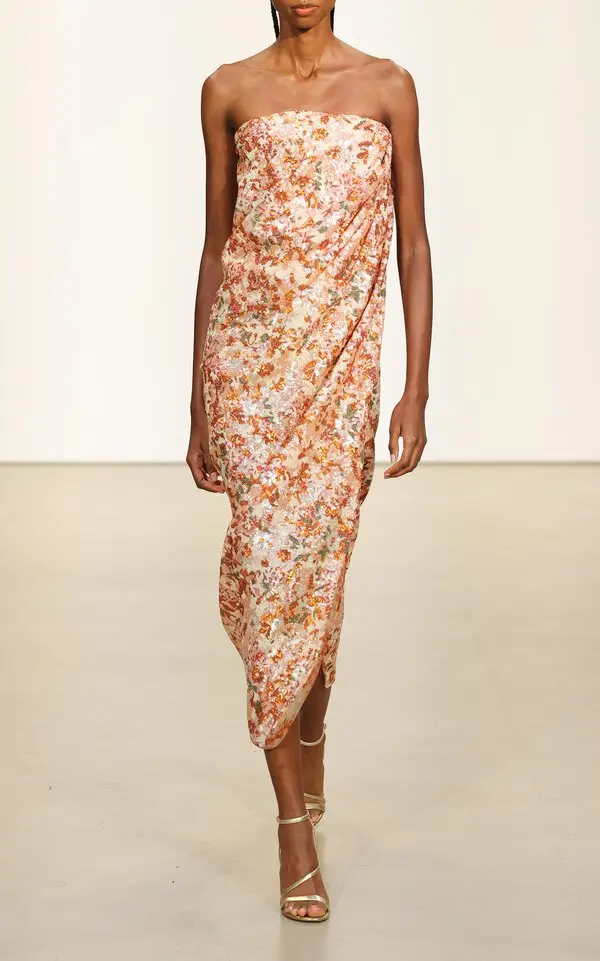 Prabal Gurung 3d-sequin Hand-draped Knotted-bustier Dress