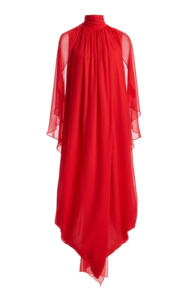 Prabal Gurung Silk Chiffon Draped Dhoti Dress