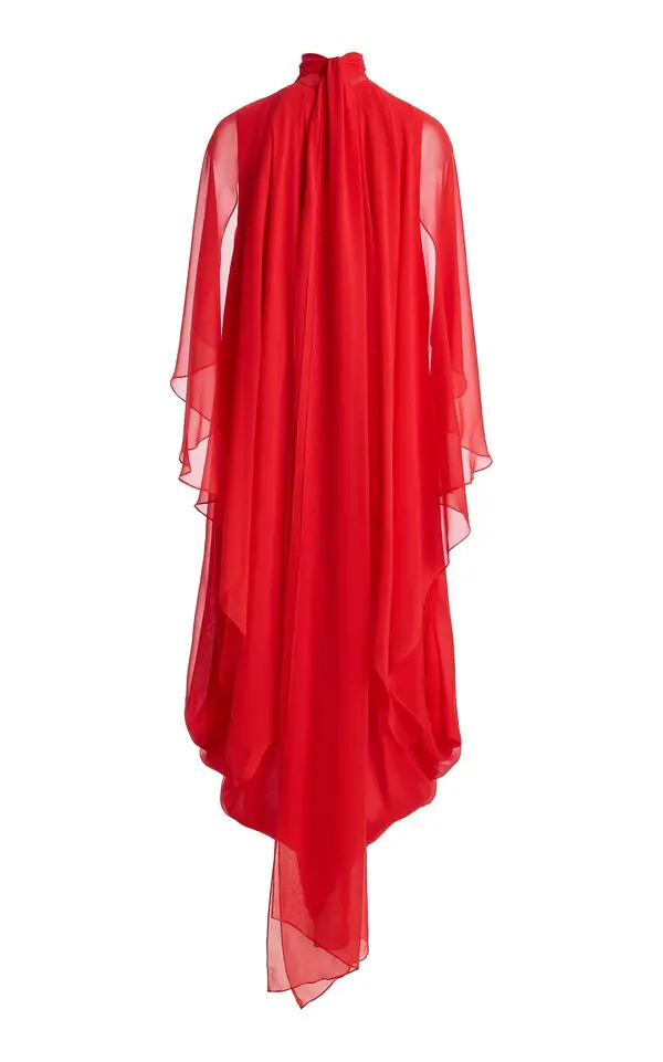 Prabal Gurung Silk Chiffon Draped Dhoti Dress