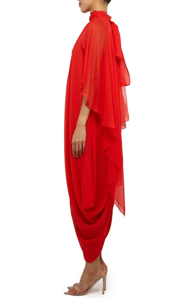 Prabal Gurung Silk Chiffon Draped Dhoti Dress