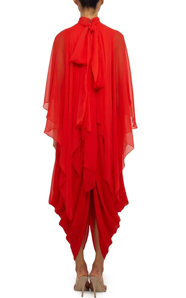 Prabal Gurung Silk Chiffon Draped Dhoti Dress