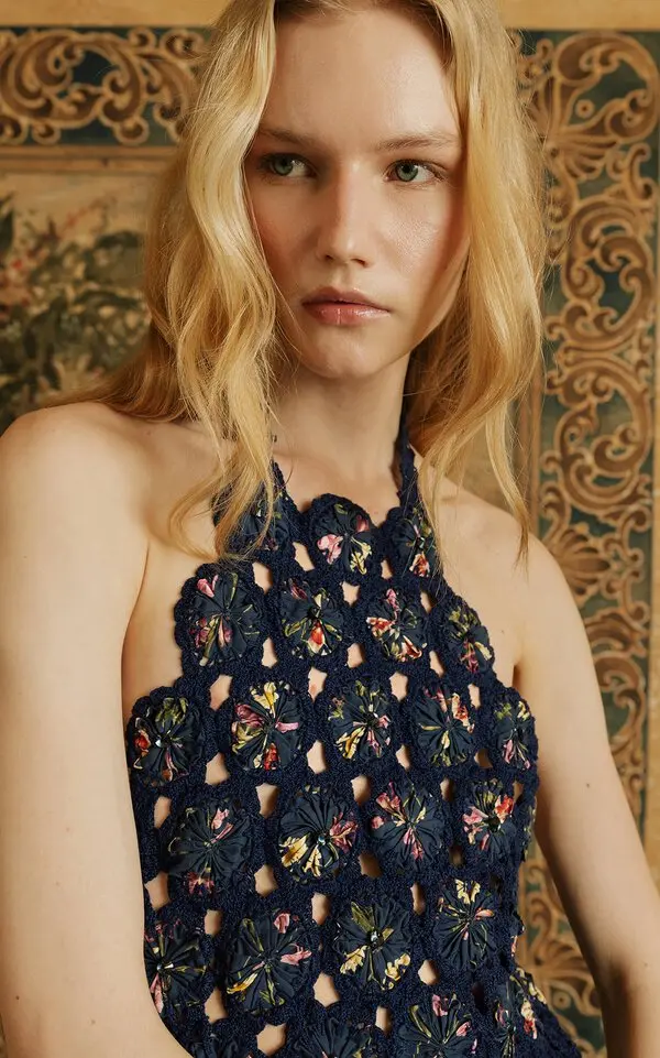 Agua Bendita Tallo Halter-top Cotton Midi Dress