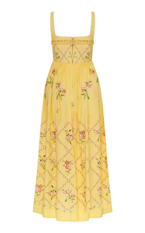 Agua Bendita Barbara Floral Pattern Cotton Midi Dress