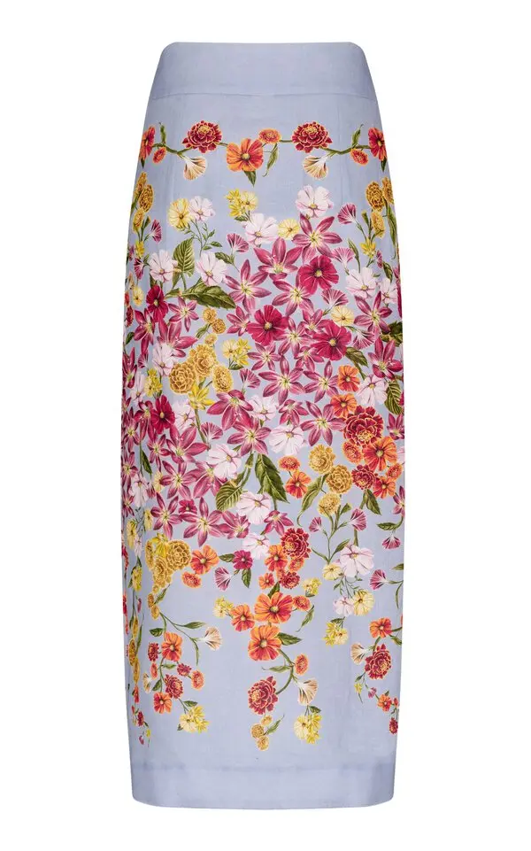 Agua Bendita Tierra Fold-over Wrap Linen Midi Skirt