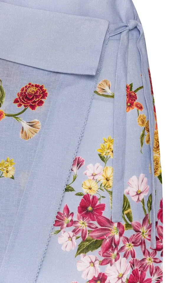 Agua Bendita Tierra Fold-over Wrap Linen Midi Skirt