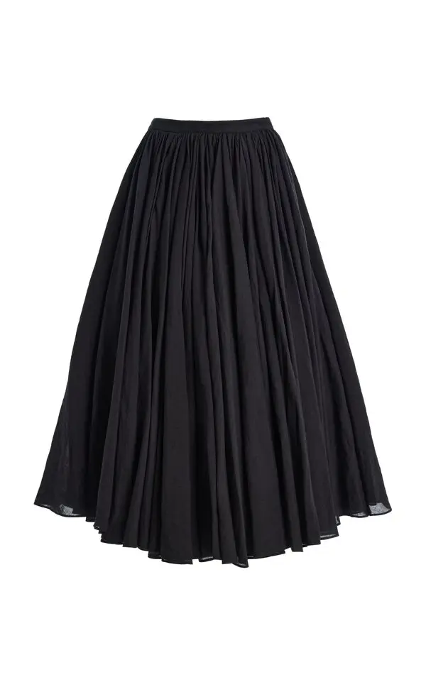 Altuzarra Charlie Linen Midi Skirt - Black