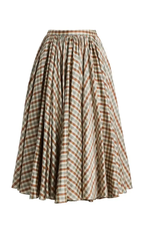 Altuzarra Charlie Plaid Silk Midi Skirt