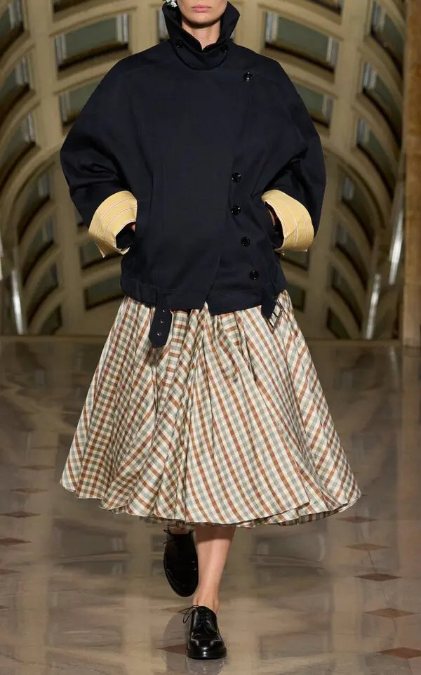Altuzarra Charlie Plaid Silk Midi Skirt