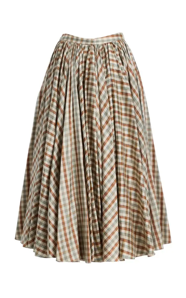 Altuzarra Charlie Plaid Silk Midi Skirt