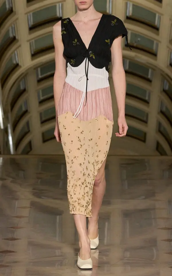 Altuzarra Anita Embroidered Panel Midi Dress