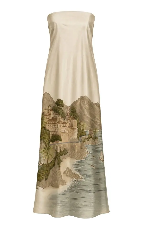 ANDRES OTALORA Roca Caliza Satin Maxi Dress