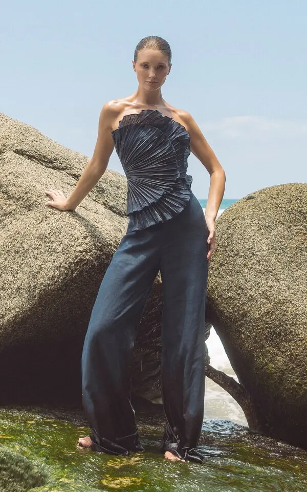 ANDRES OTALORA Instante En El Mediterraneo Linen Top