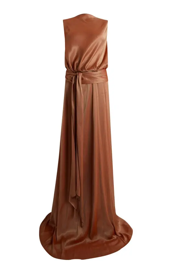 Ralph Lauren Maely Draped Chiffon Gown
