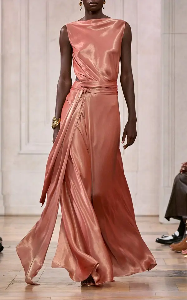 Ralph Lauren Maely Draped Chiffon Gown