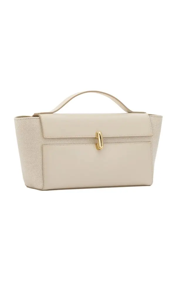 Savette Trapeze Pochette In Canvas And Smooth Calf Leather