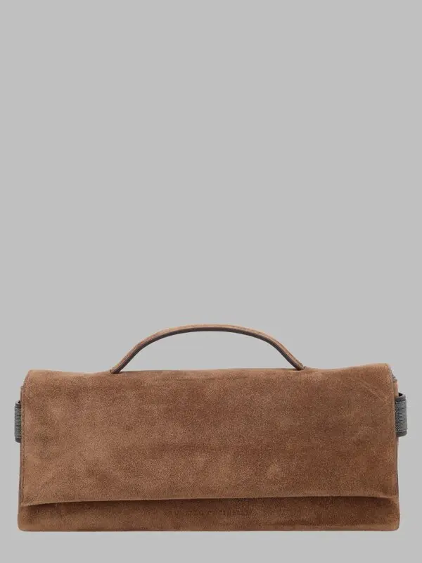 Brunello Cucinelli Leather Mini Clutch Bag With Essence, 14 Cm X 33 Cm X 8 Cm