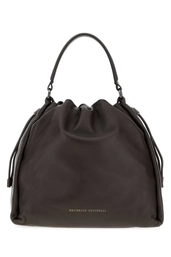 Brunello Cucinelli Italian Leather Handbag With Shoulder Strap, 28 X 25 X 15 Cm