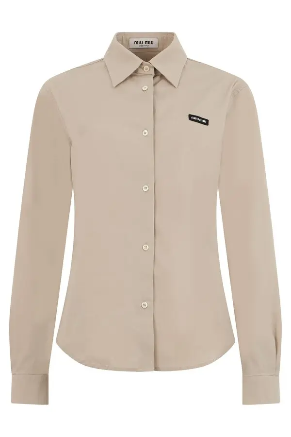 Miu Miu Elegant Mini Classic-collar Button-front Shirt - Beige