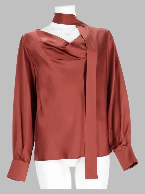 Max Mara Silk Cowl Neck Tie Blouse