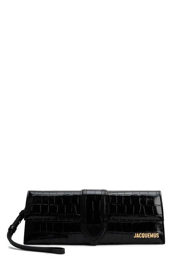Jacquemus Mini Crocodile-embossed Pouch Handbag With Coin Zip And Card Slots