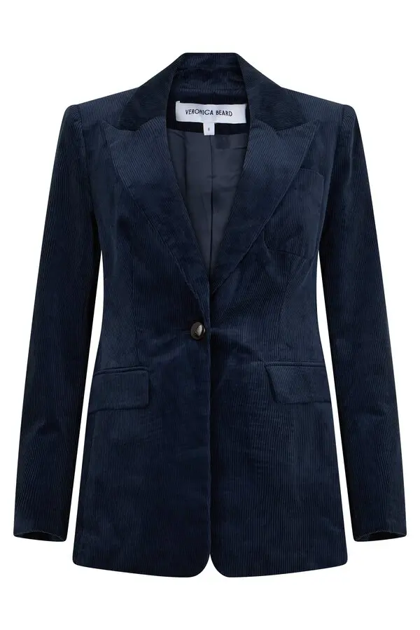 Veronica Beard Velvet Jacket With Button Front & Tailored Fit
