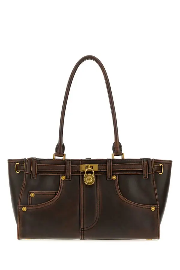 Michael Kors Hamilton Mini Leather Shoulder Handbag With Gold-tone Hardware