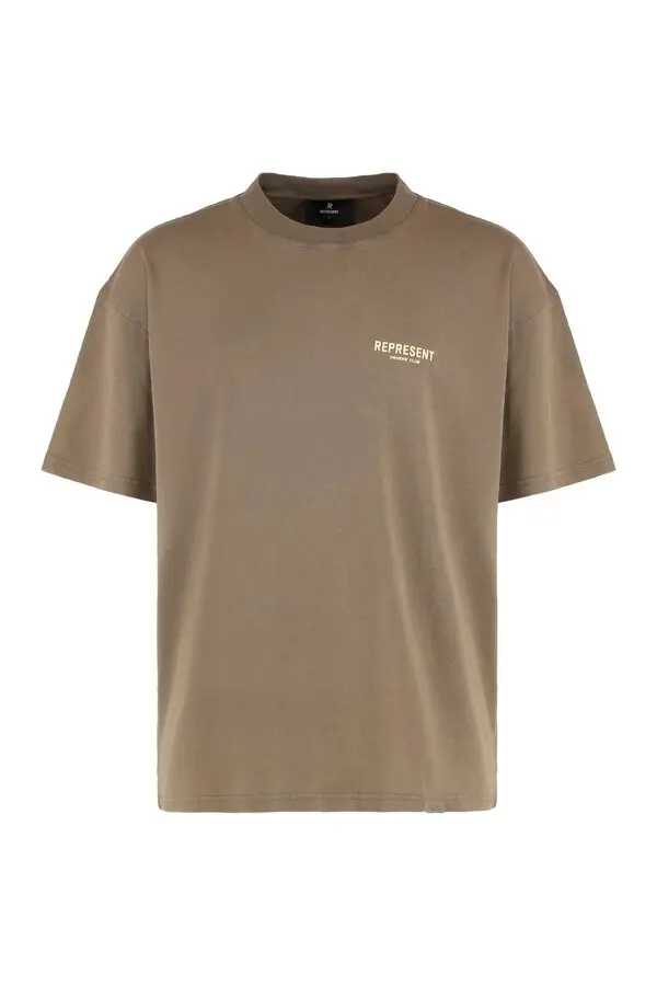 REPRESENT Crew Neck Cotton T-shirt With Front And Back Logo