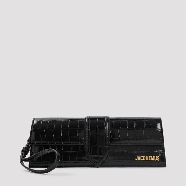 Jacquemus Jacquard Mini Bambino Leather Shoulder Pouch Bag - Black