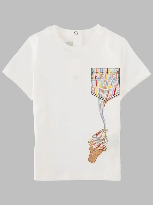 Fendi Baby Cotton T-shirt With Graphic Print