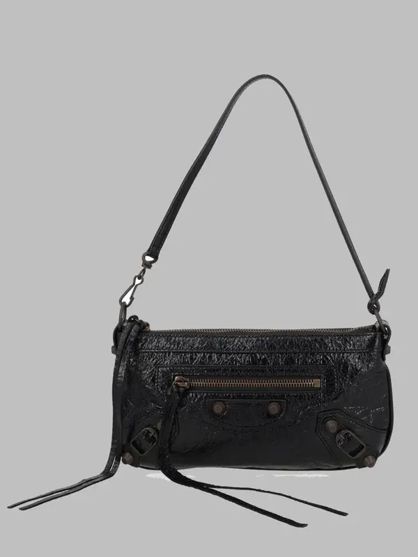 Balenciaga Mini Le City Leather Crossbody Pouch, 14 Cm X 25 Cm X 4 Cm - Black