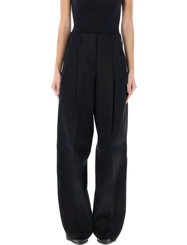 GOLDEN GOOSE High-waist Pleated Wool Trousers - Nero