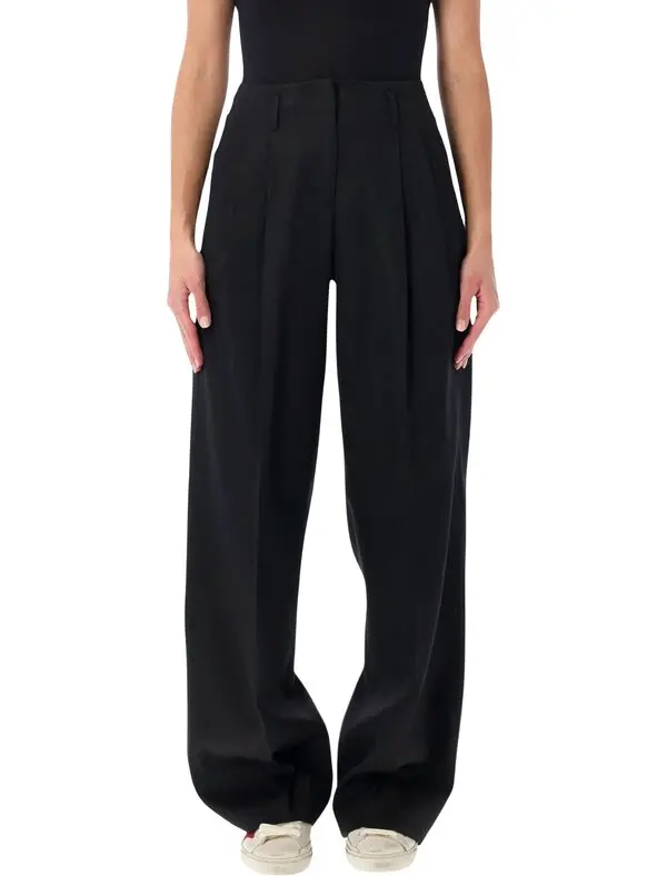 GOLDEN GOOSE High-waist Pleated Wool Trousers - Nero