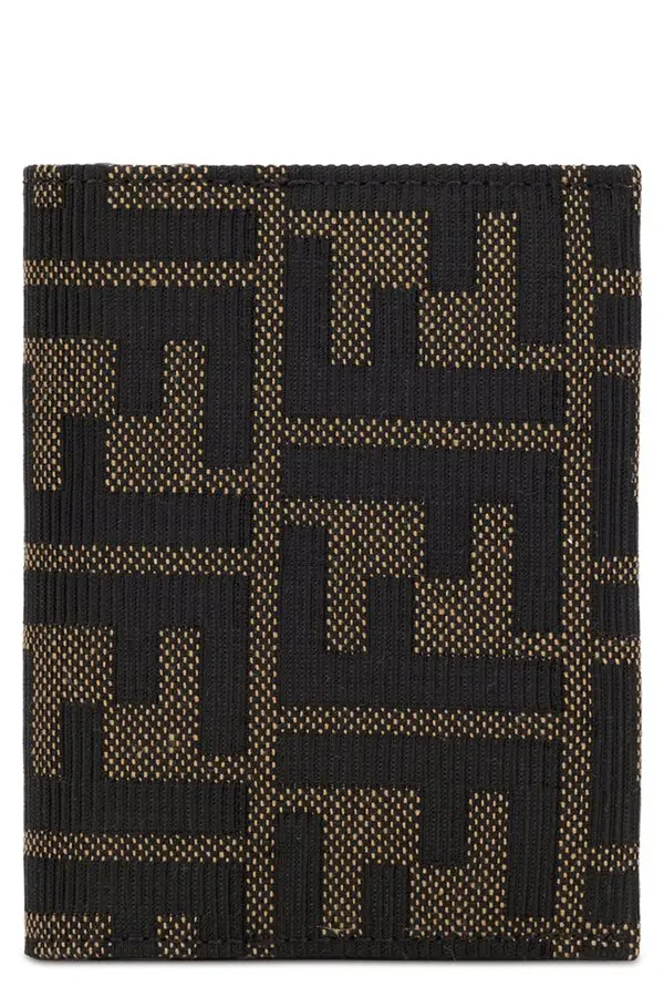 Fendi Jacquard Card Holder With Logo, 6-slot Credit Compartment And Leather Finish - Brown