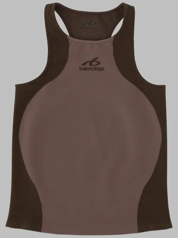 Balenciaga Senza Cuciture Bodycon Cotton Tank Top - Brown
