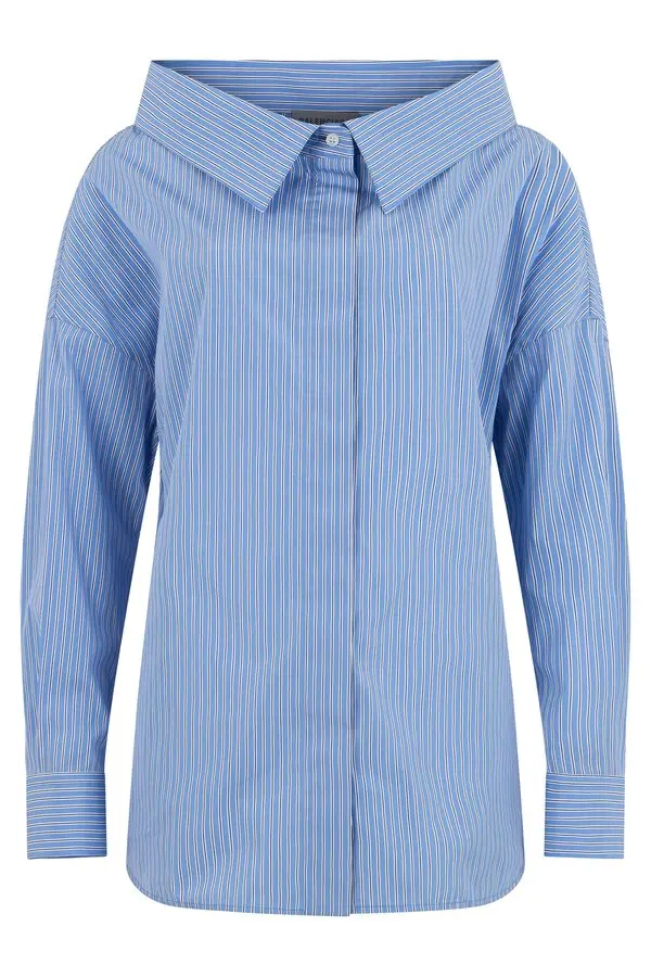 Balenciaga Long-sleeve Shirt With Wide Collar - Light Blue