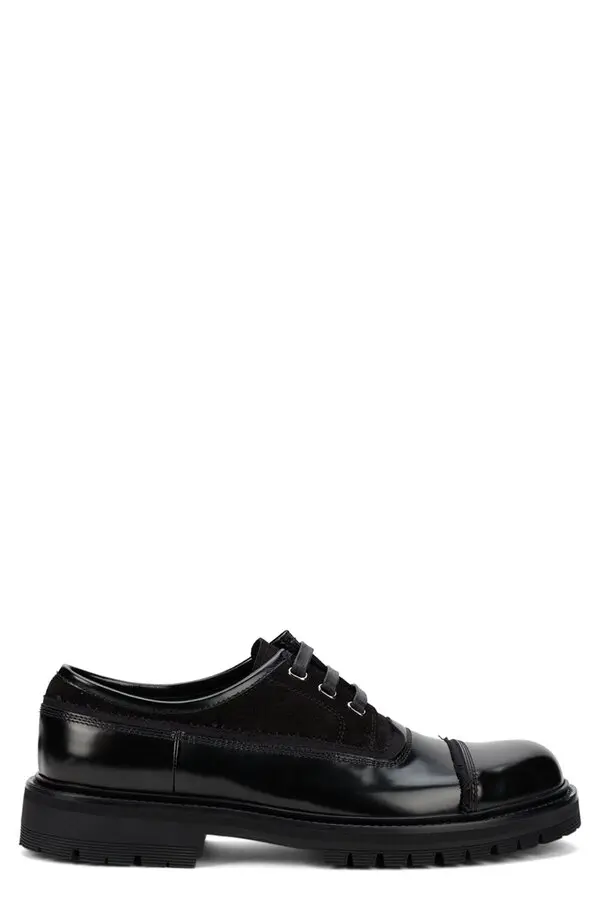 Dolce & Gabbana Leather And Fabric Sneakers With Thick Sole