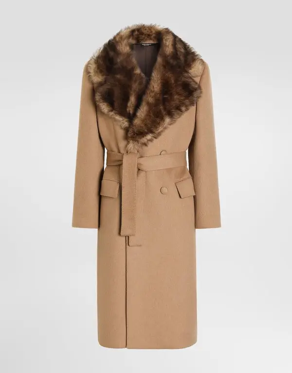 Dolce & Gabbana Double-breasted Coat In Double Camel