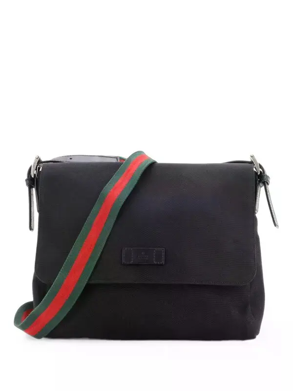 Gucci Web Strap Messenger Bag Techno Canvas Medium Crossbody Bag