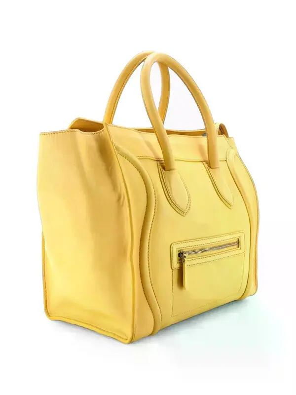 Celine Luggage Bag Smooth Leather Mini Tote Bag - Yellow