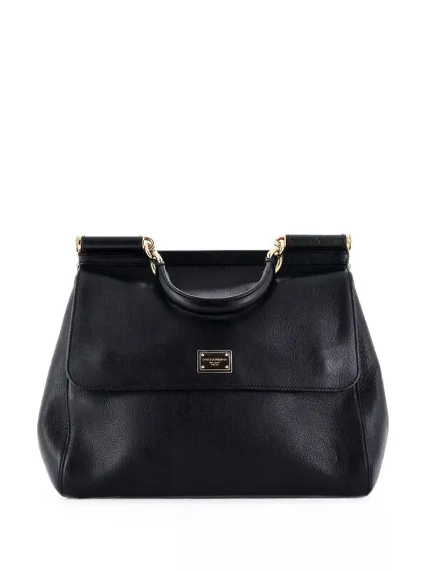 Dolce & Gabbana Miss Sicily Bag Leather Large Satchel - Black